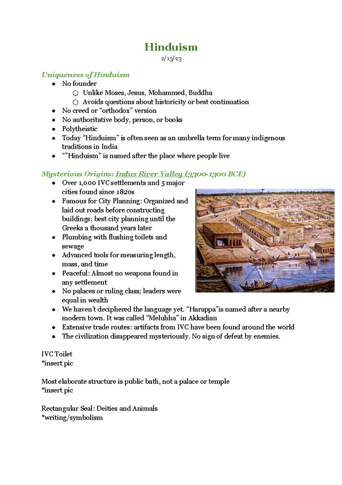 Hinduism - Lecture Notes (Unit 1) - Hinduism 2/13/ Uniqueness of ...