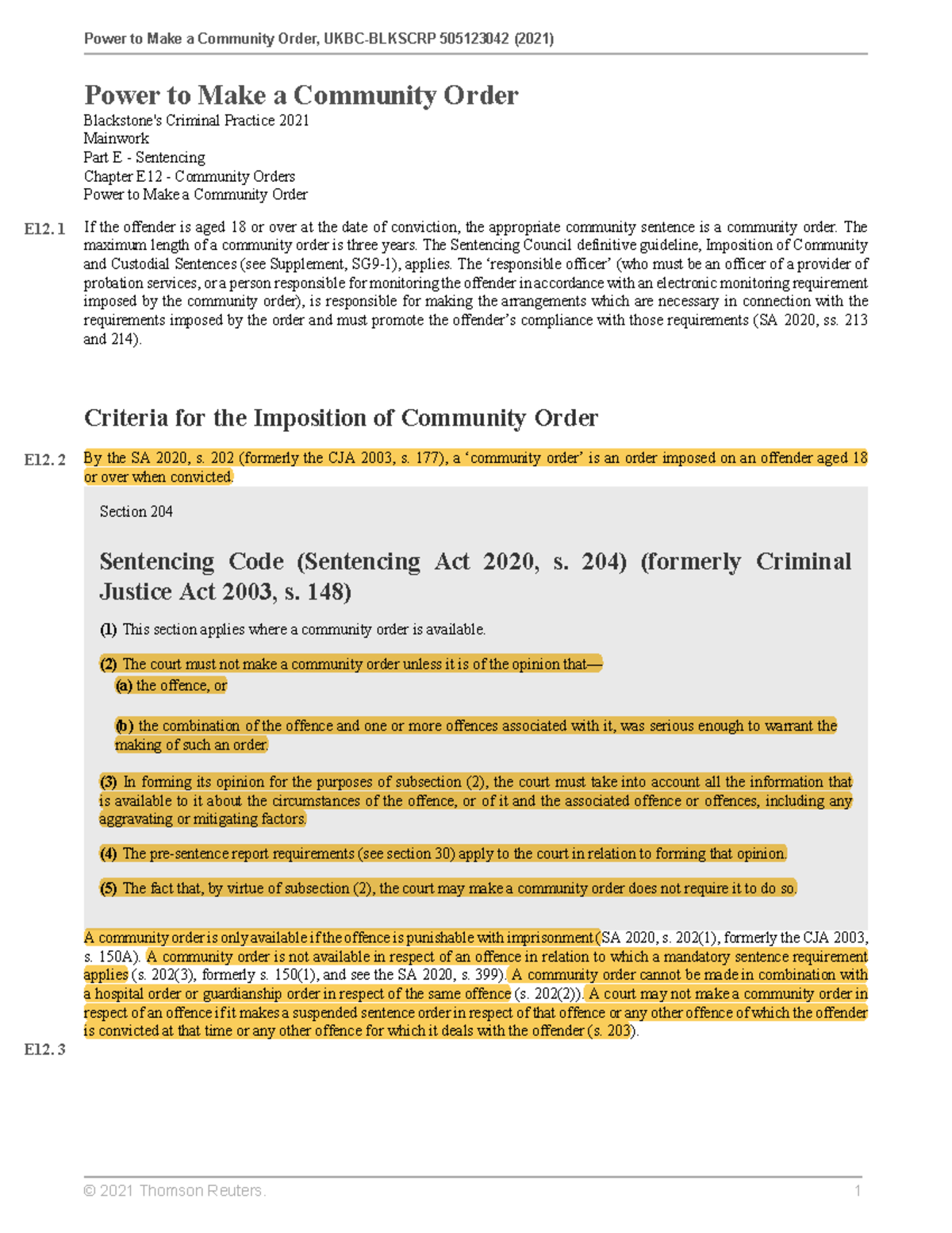 Power to Make a Community Order - Power to Make a Community Order ...