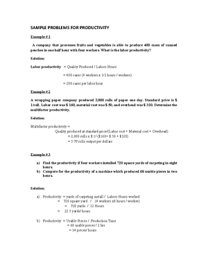 Example of calculating multifactor productivity - The company has a ...