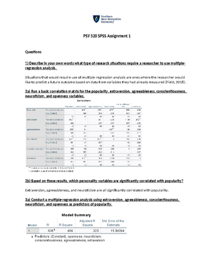 Module 3 SPSS Assignment 1: An Introduction to SPSS - PSY 510 SPSS Assignment 1 Before you begin ...