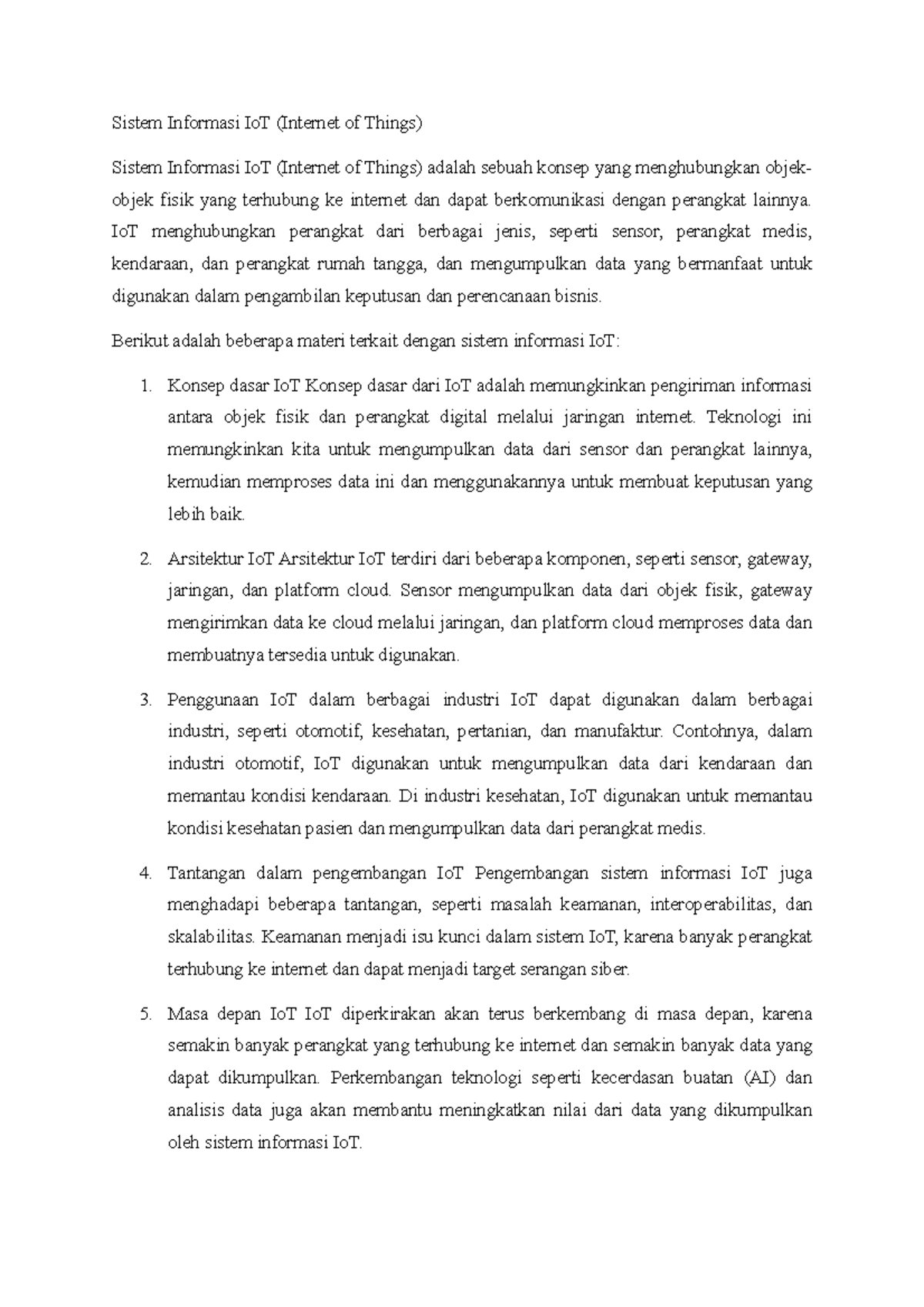 Sistem Informasi Io T - Sistem Informasi IoT (Internet of Things ...