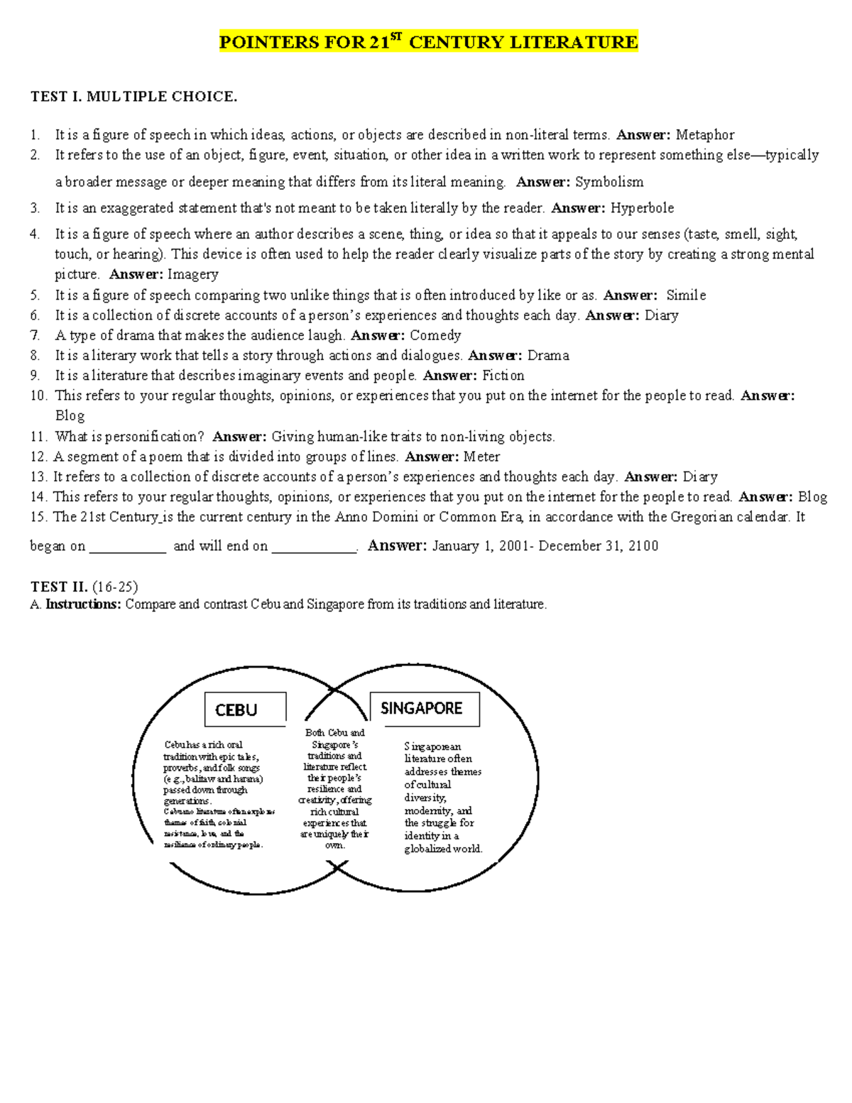 Pointers FOR 21ST Century Literature 2ND Q - POINTERS FOR 21ST CENTURY ...