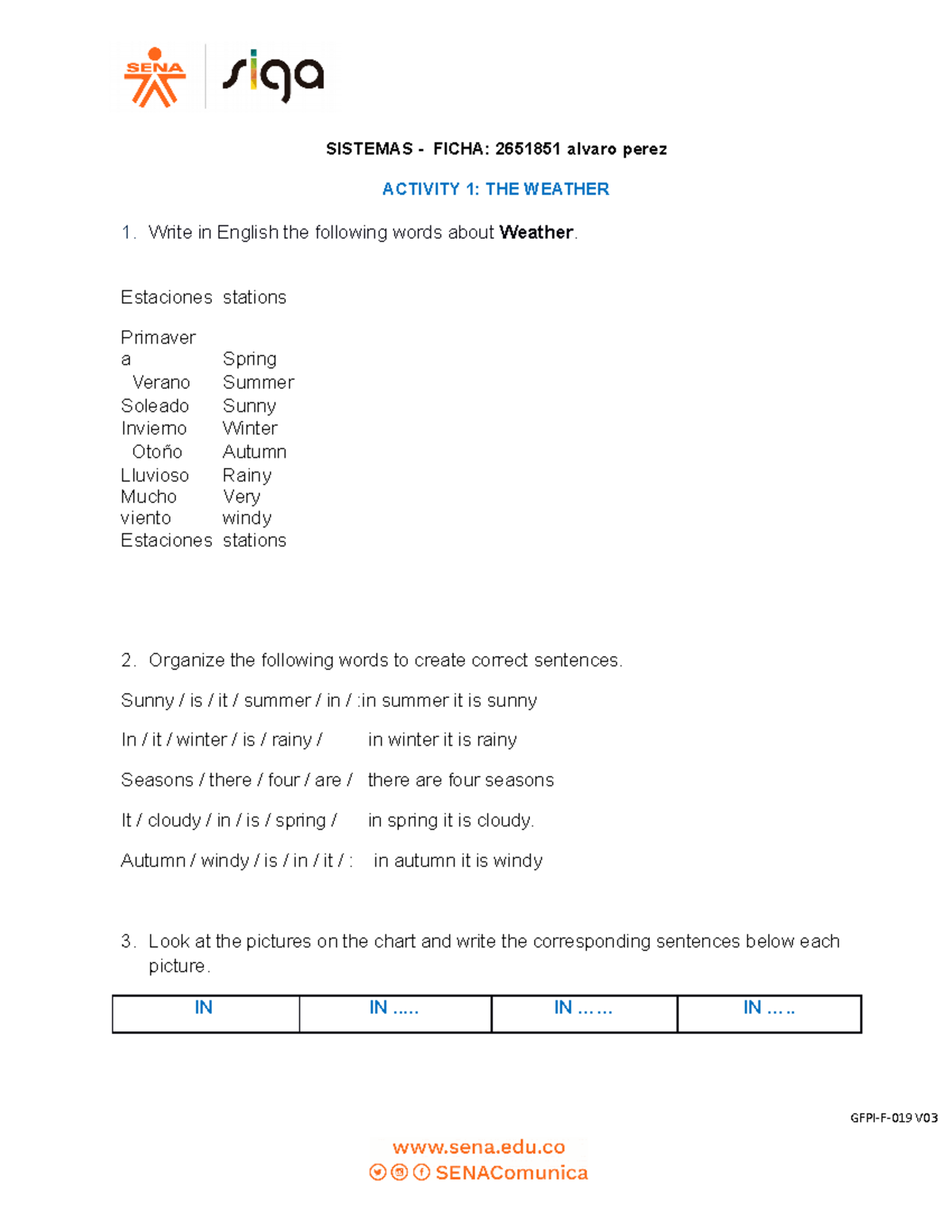 Activity 1 - the weather alvaro perez - SISTEMAS - FICHA: 2651851 ...