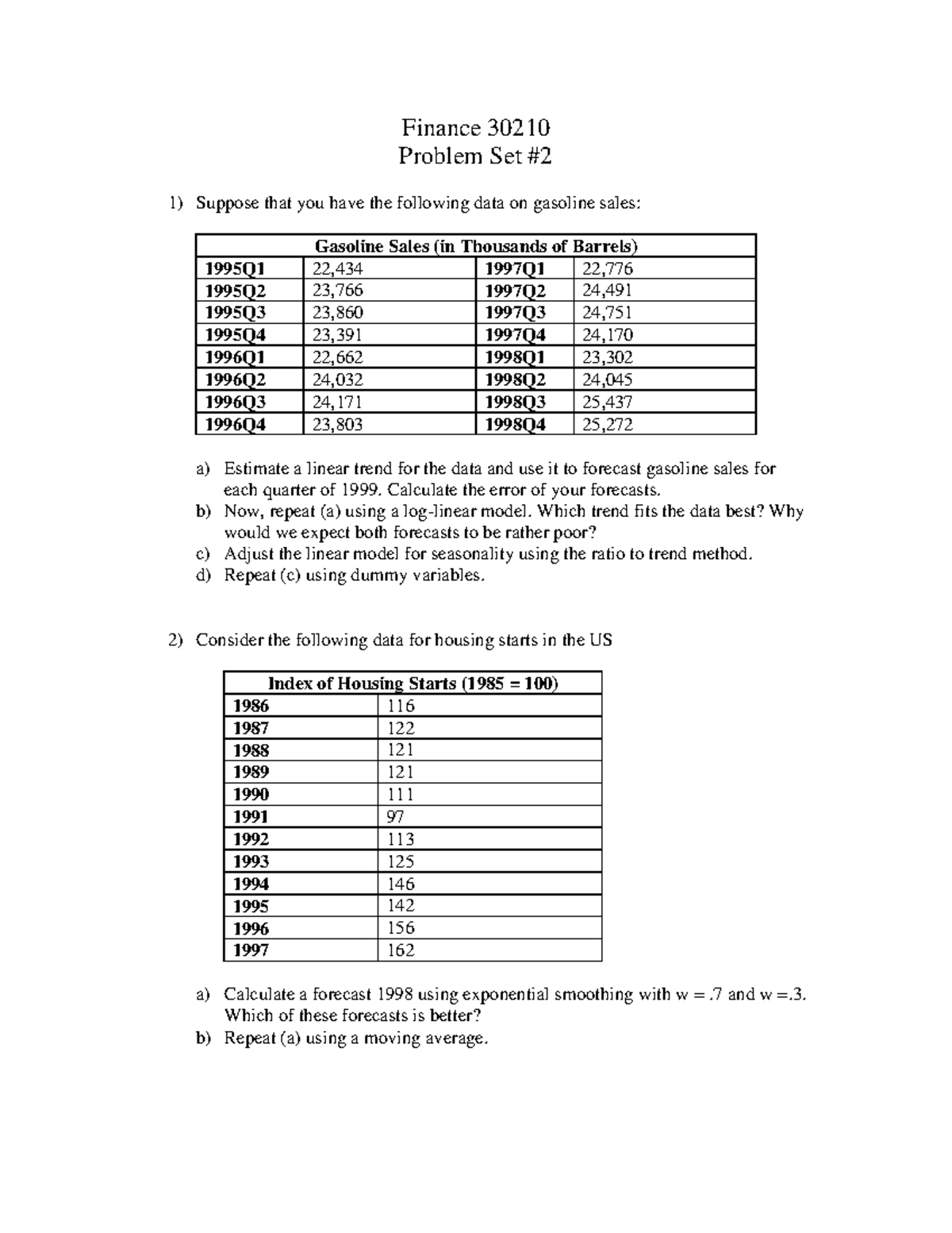 Seminar Assignments Problem Set 2b Finance 30210 Problem Set Suppose That You Have The