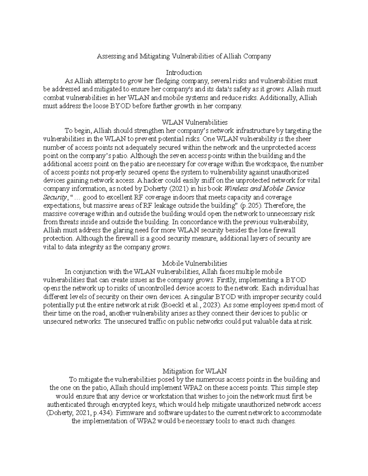 Task 2 c844 - Task 2 of c844 - Assessing and Mitigating Vulnerabilities ...