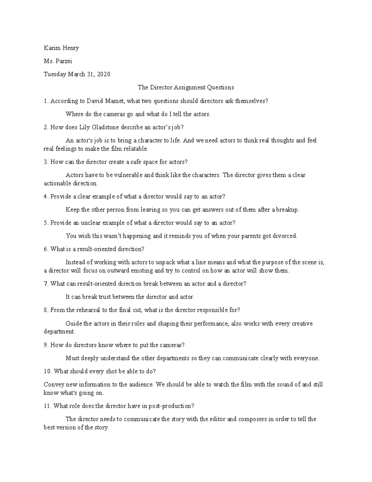 Drama worksheet 2 screenplay - English 3Dd3 - McMaster - Studocu
