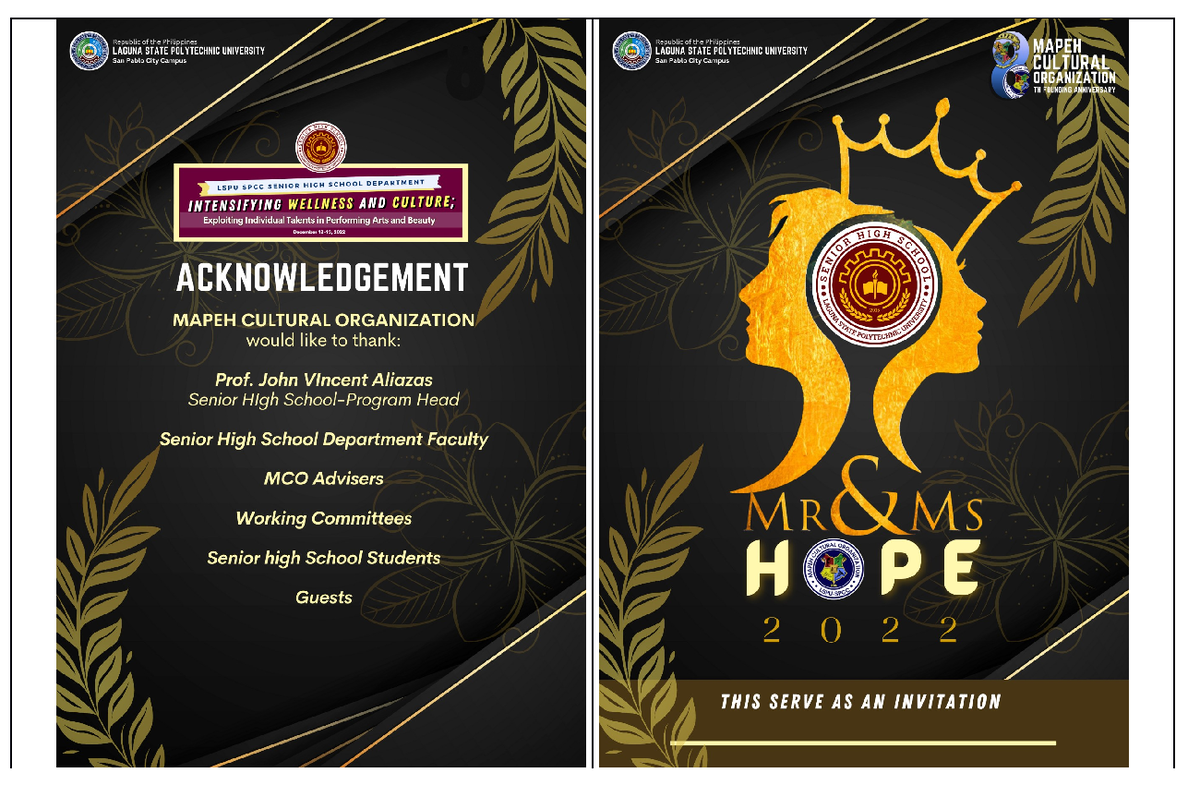 MR MS HOPE Invitation - Sample - General Education - Studocu