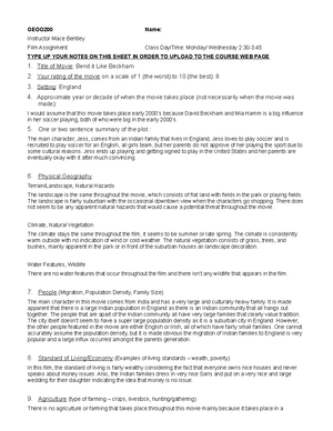 Geography Final Exam - notes - GEO 200: The Global Dimension Final Exam ...