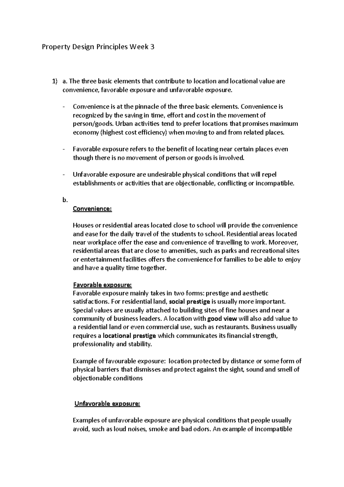 Property week 3 assign - Property Design Principles Week 3 1) a. The ...