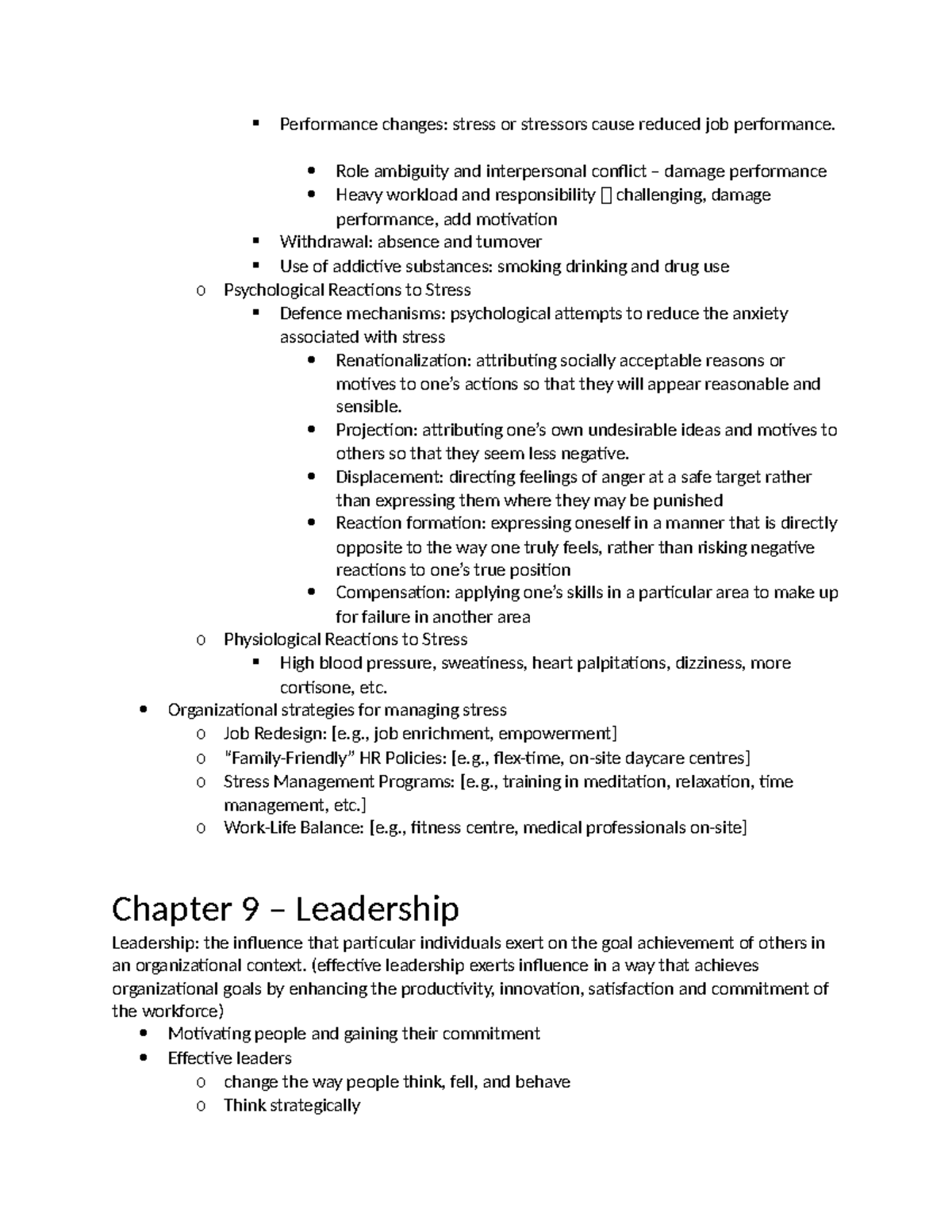 Organizational behaviour notes-3 - Performance changes: stress or ...