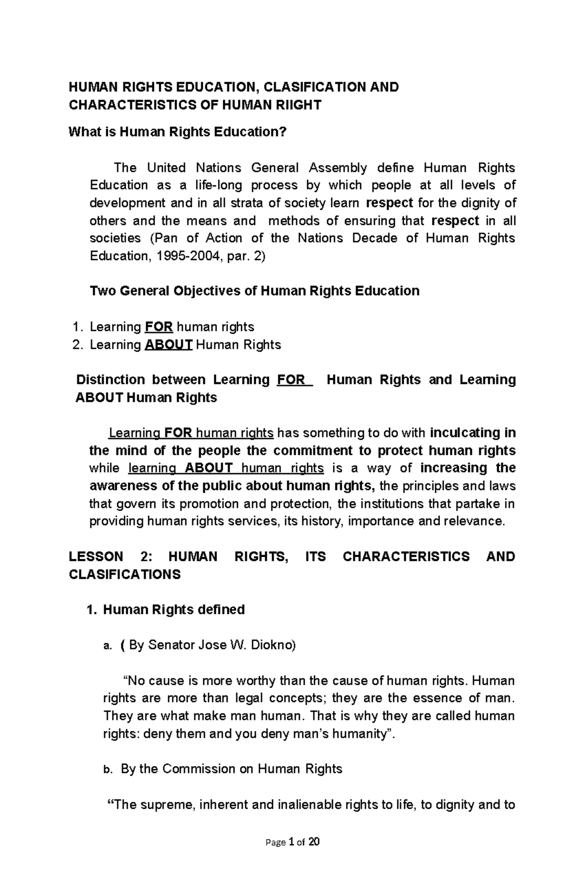 Module on Human Rights Education enhanced Materials - HUMAN RIGHTS ...