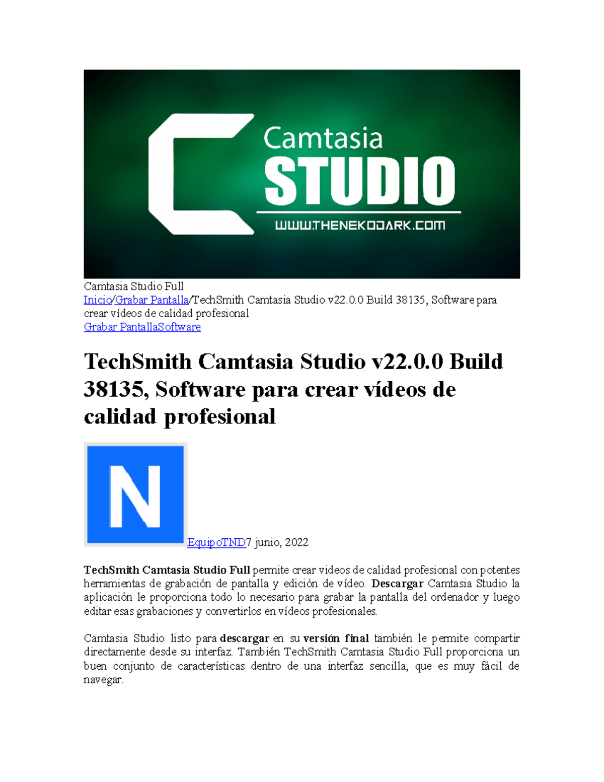 Tech Smith Camtasia Studio v22.0.0 Build 38135, Software para crear vídeos de calidad ...