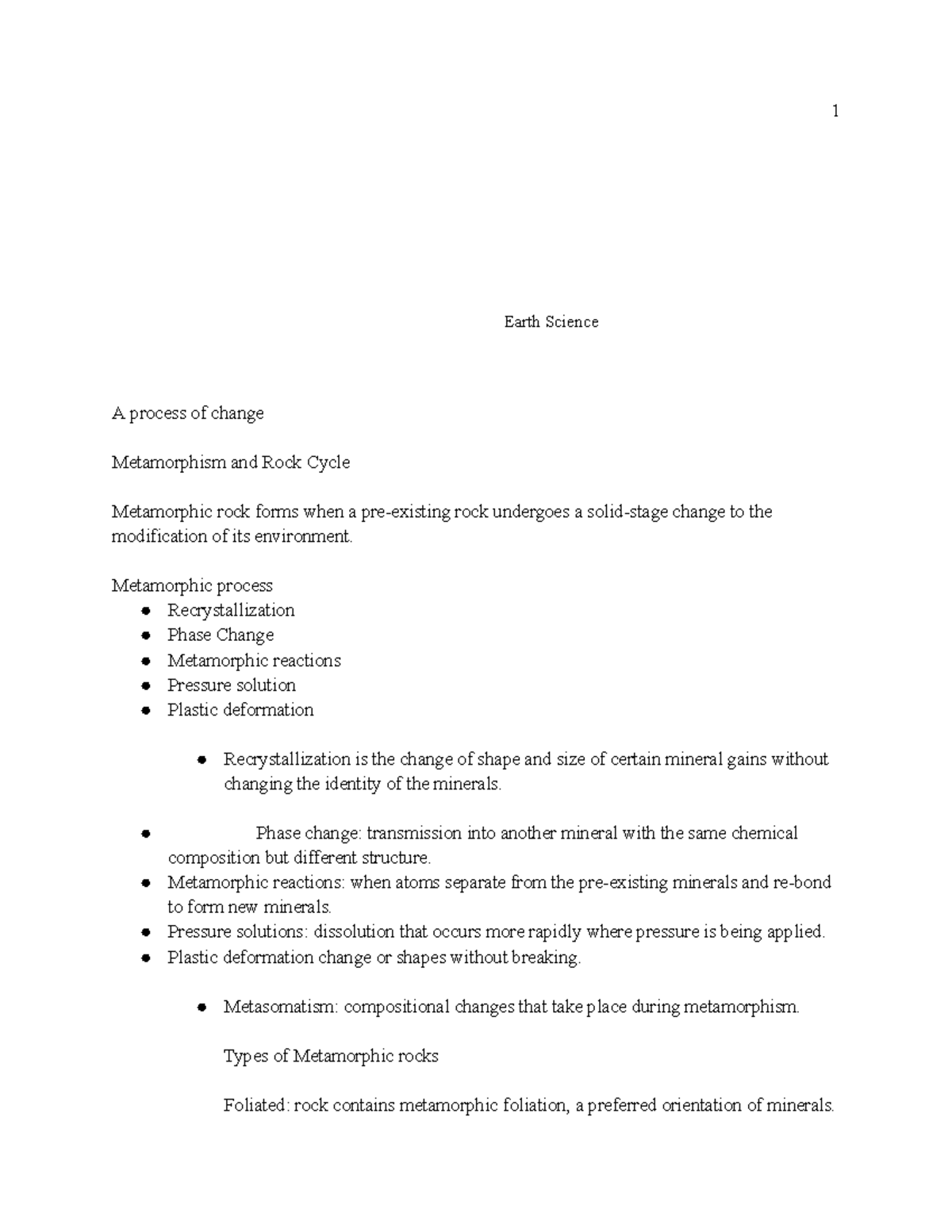Report 5 1 1 1 2 - This portion of notes details how metasomatism is ...