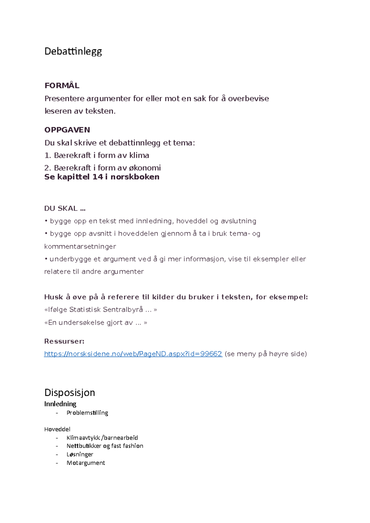 Debattinlegg moteindustri 04 - Debattinlegg FORMÅL Presentere ...