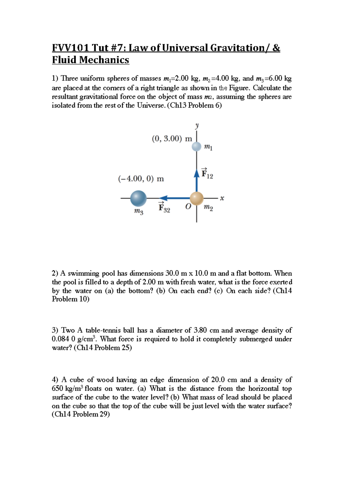 TUT7 Problems - nothing - FVV101 Tut #7: Law of Universal Gravitation ...