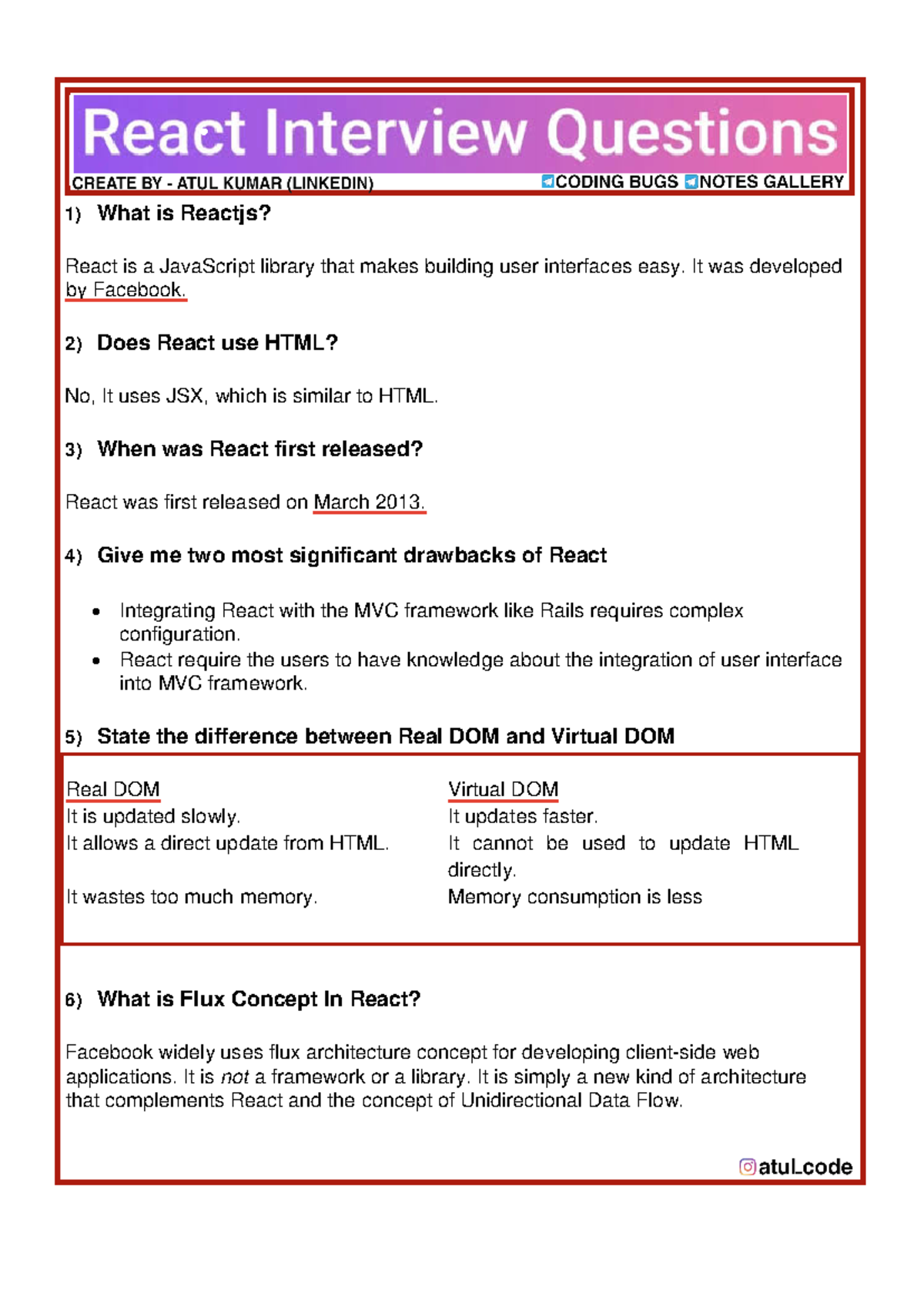 TOP React JS Interview Questions AND Answers - Following are frequently ...