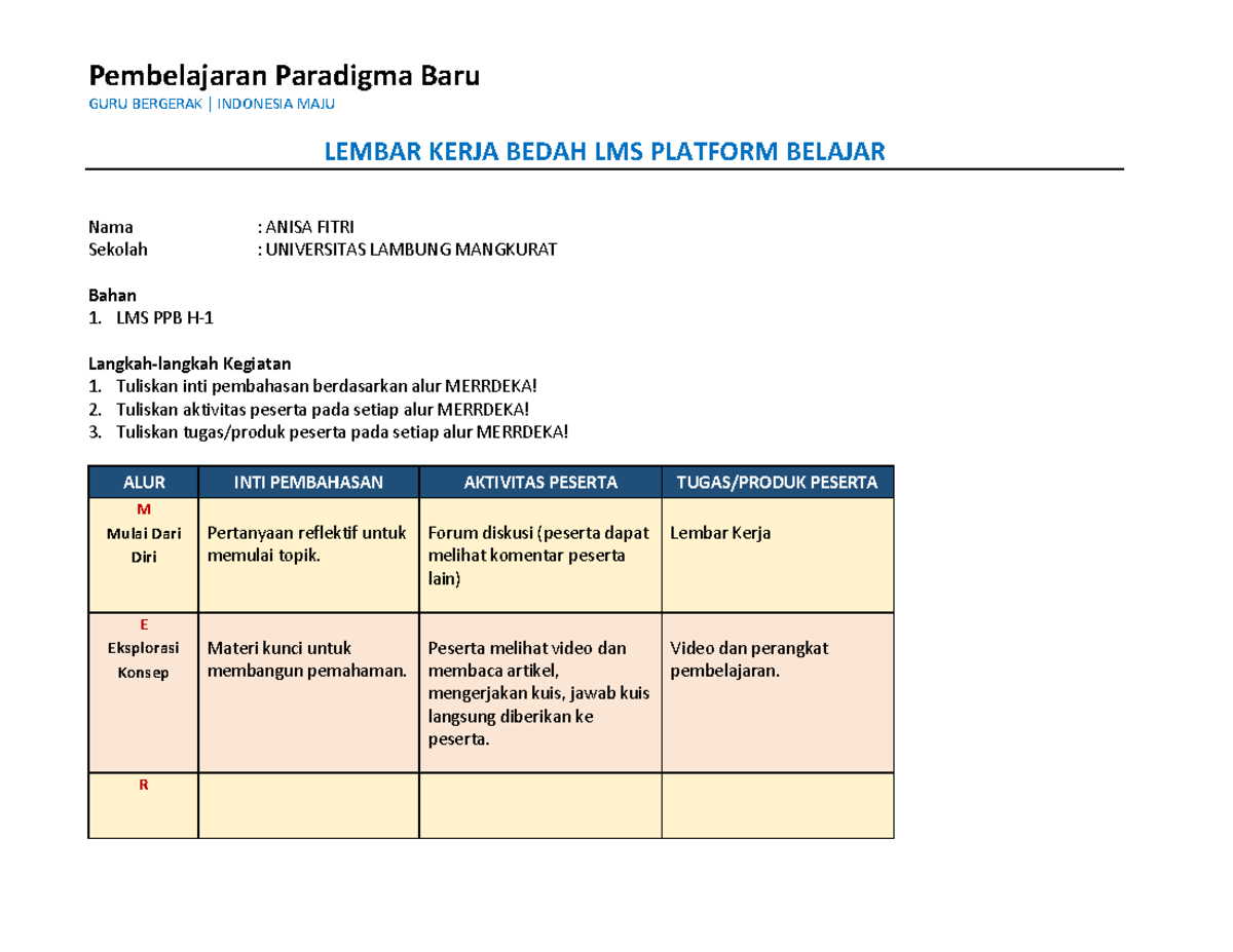 LK Bedah LMS - Baik - Pembelajaran Paradigma Baru GURU BERGERAK ...