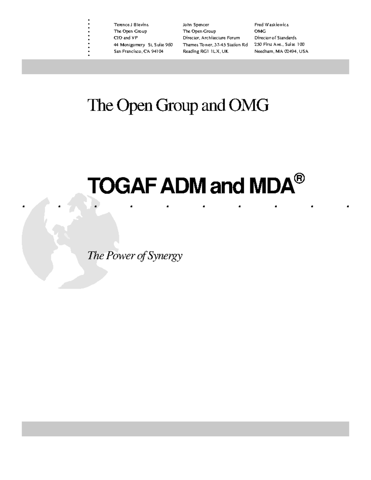 Togaf ADM AND MDA - assdsdasdasdasd - .......... .......... Terence J ...