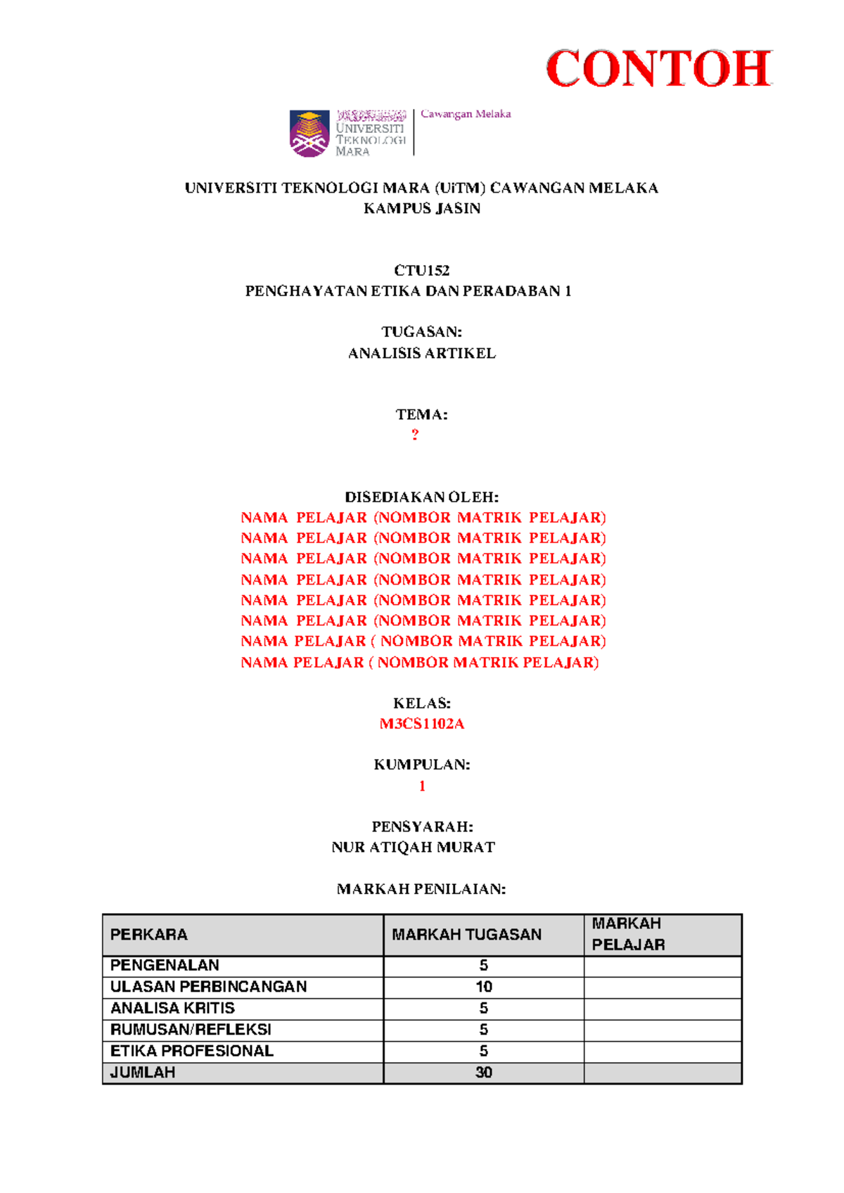 Contoh Ulasan Artikel CTU152 - UNIVERSITI TEKNOLOGI MARA (UiTM ...