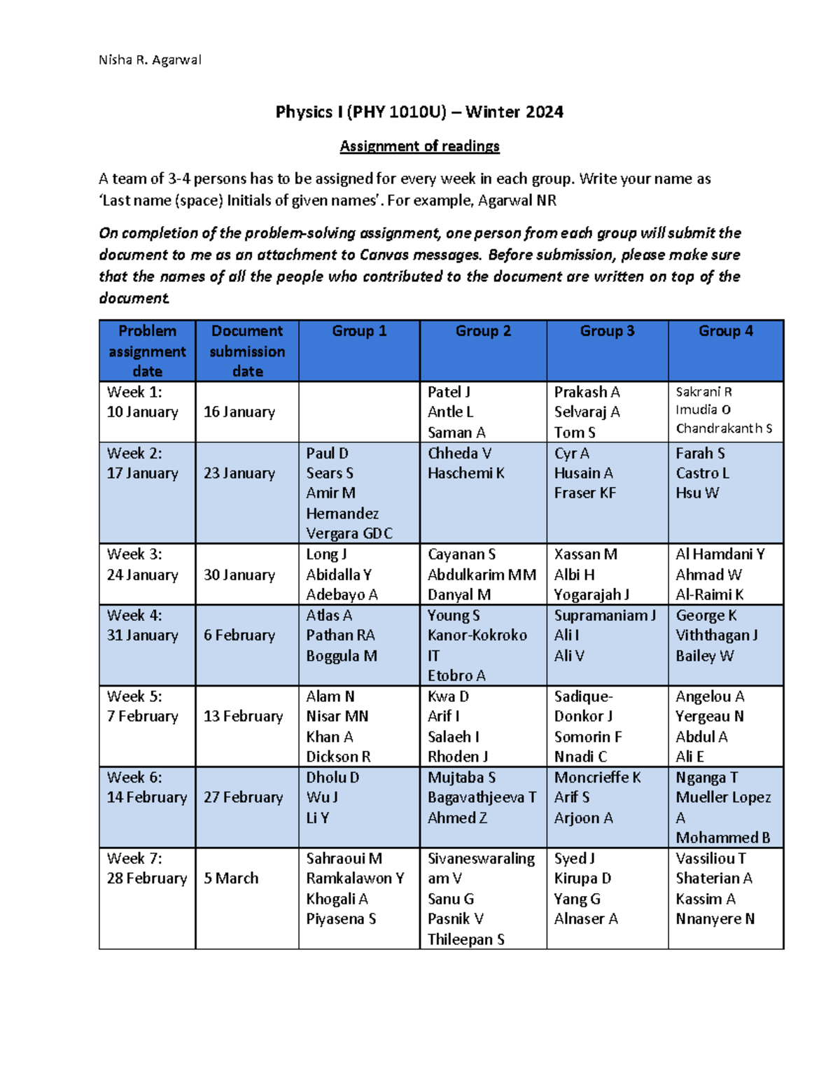 Problem-solving assignment - PHY1010U 30Jan24 - Nisha R. Agarwal ...