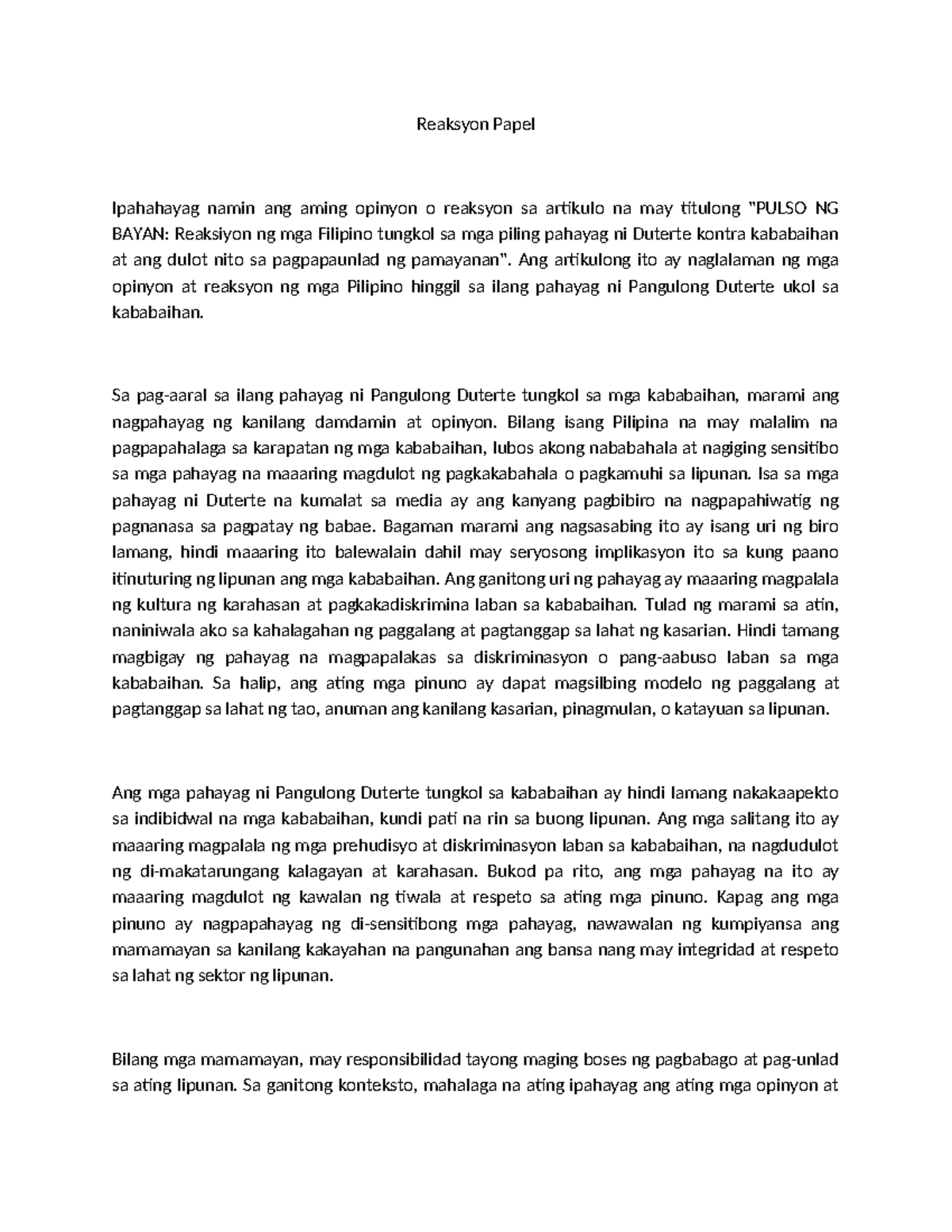 Inbound 3896742914576232577 - Reaksyon Papel Ipahahayag namin ang aming ...