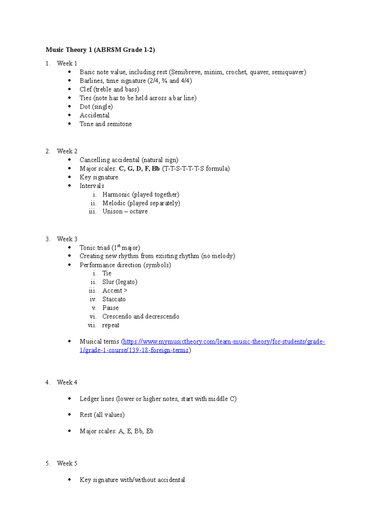 413026177 Music Theory 1 - Music Theory 1 (ABRSM Grade 1-2) Week 1 ...