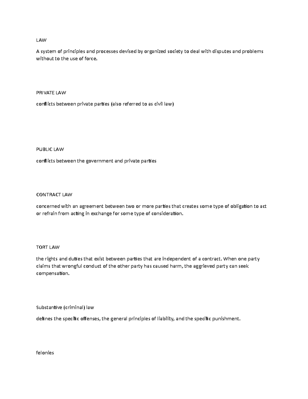 Med law 1 - legal aspects notes and terms - LAW A system of principles ...
