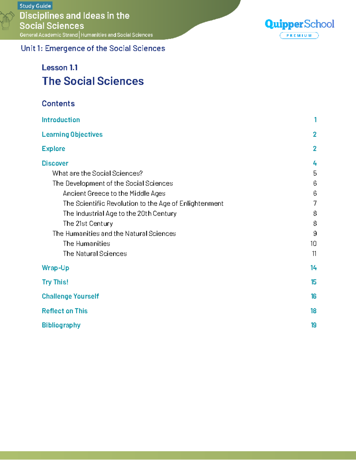 Disciplines and Ideas in the social studies lectures and activity - The ...