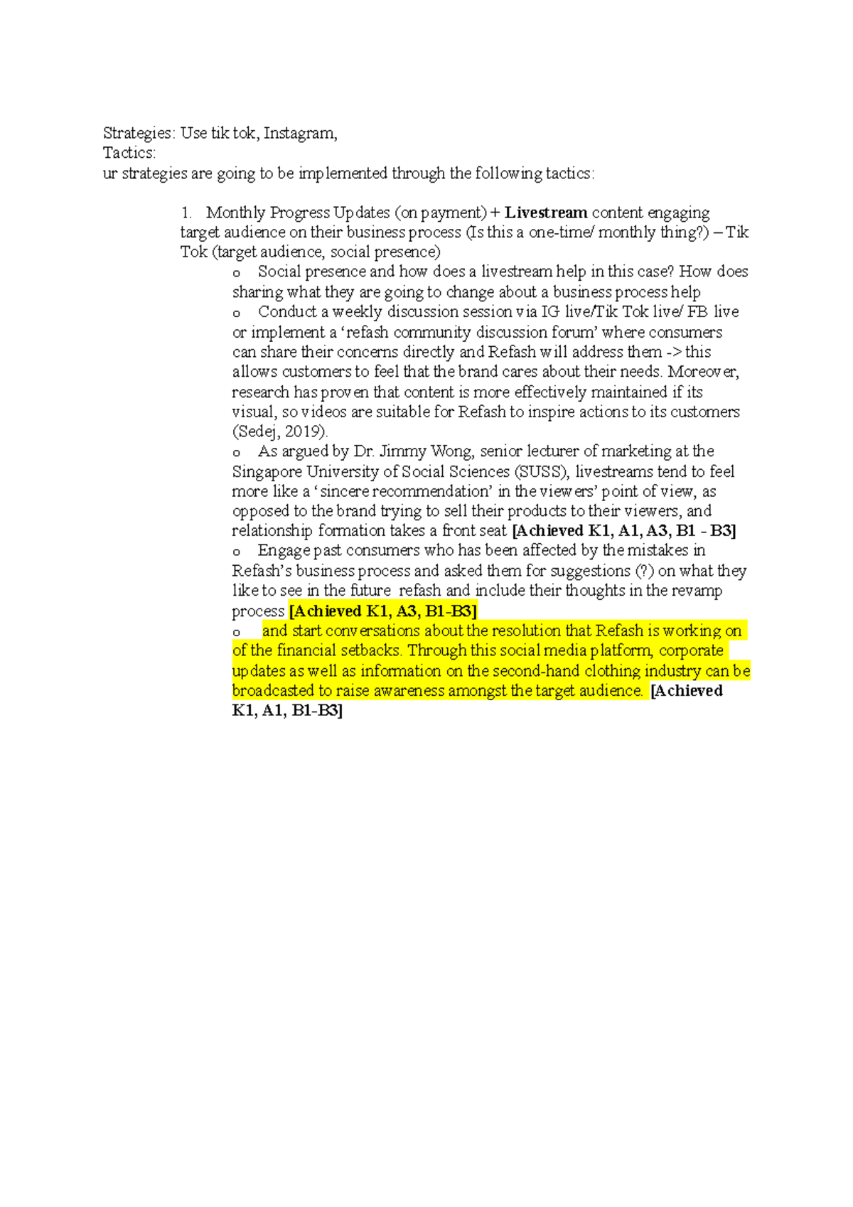 Draft strat - Ya here you go - SMU - Studocu