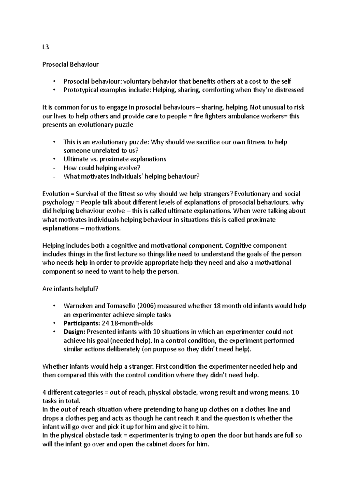 Prosocial behaviour notes - L Prosocial Behaviour Prosocial behaviour ...