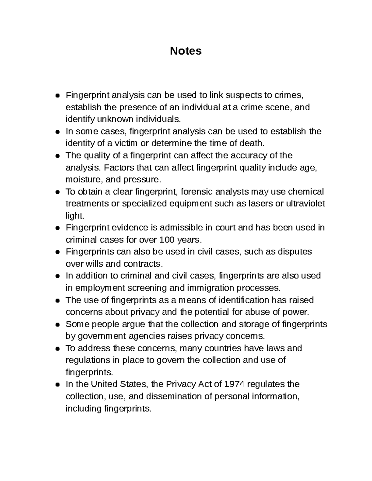 Forensics what can you do with fingerprints - Google Docs - Notes ...