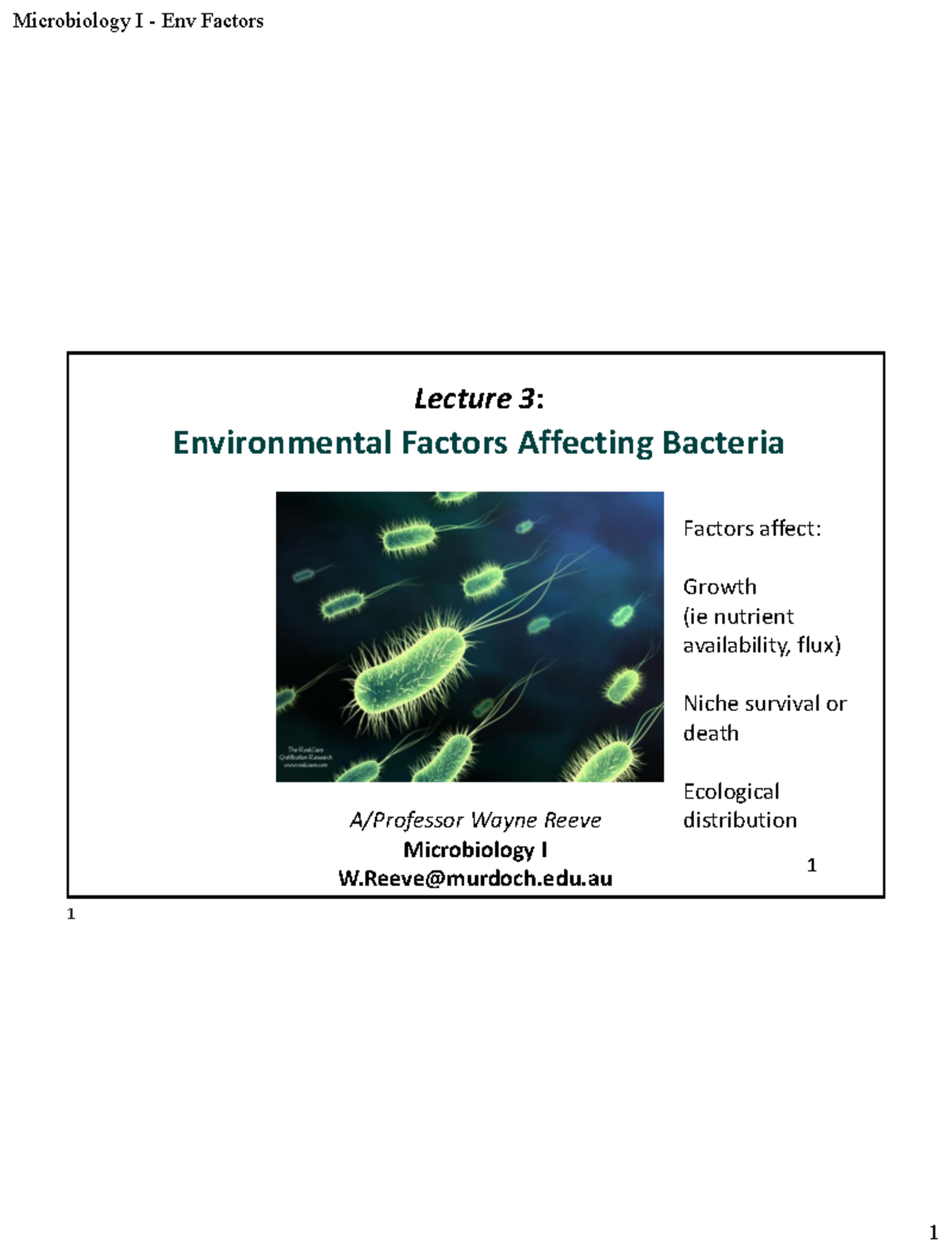BIO246 Lecture 3 Env Factors 2021 - 1 Lecture 3 : Environmental Factors ...
