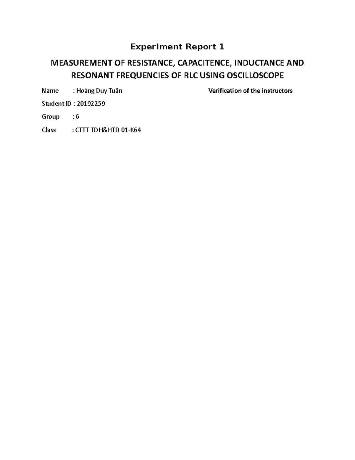 Experiment 1(edited) - exp1 - Experiment Report 1 MEASUREMENT OF ...