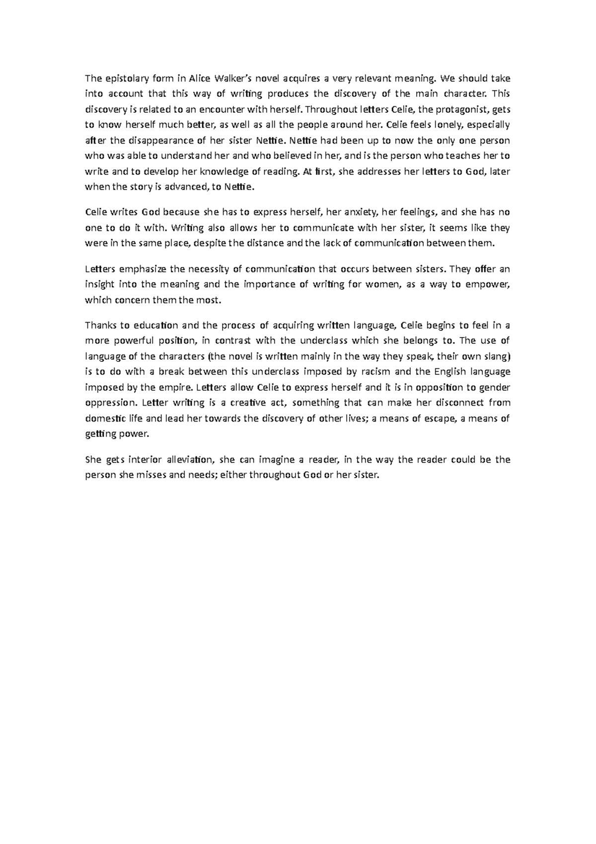 Trabajo: The epistolary form in Alice - The epistolary form in Alice ...