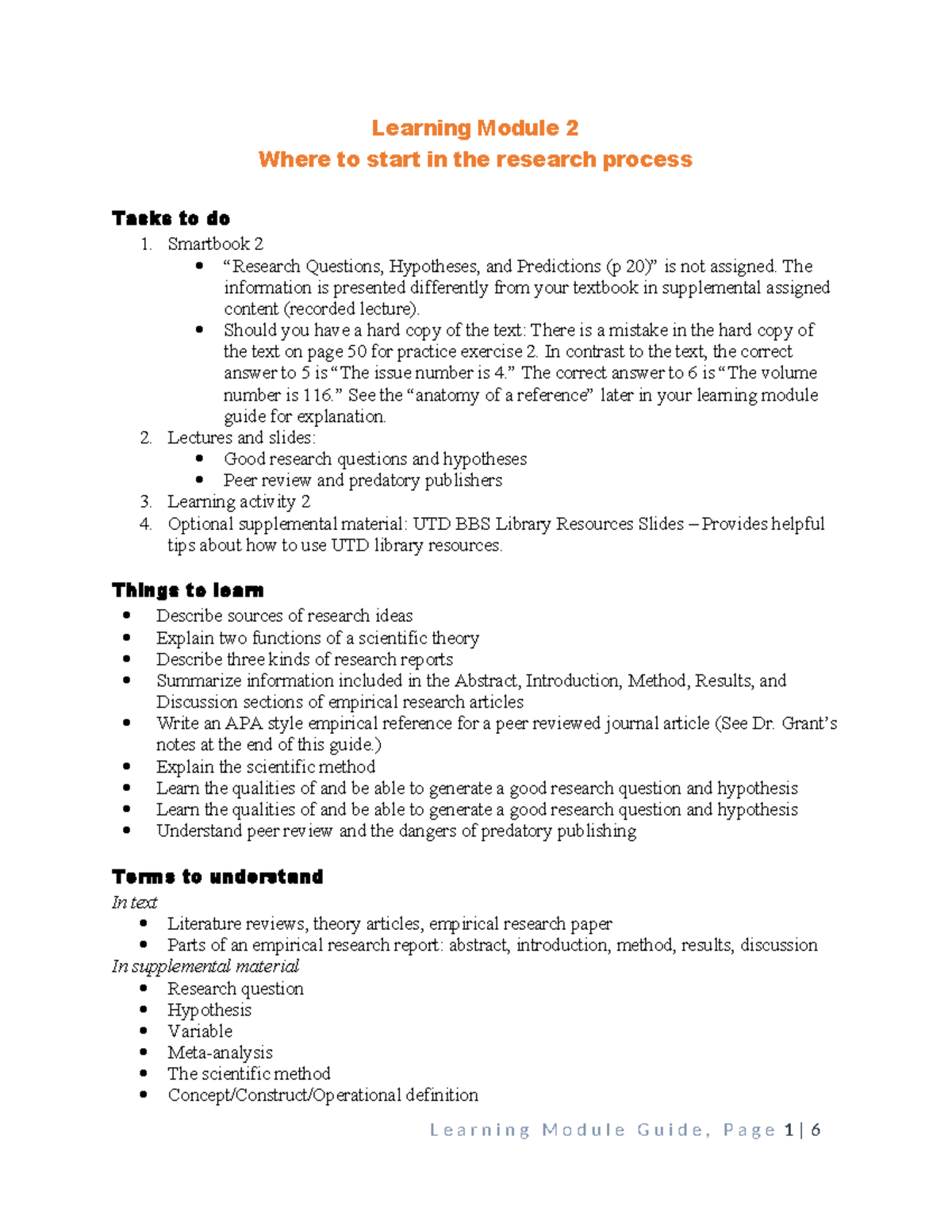 Learning about - Learning Module 2 Where to start in the research process Tasks to do 1 ...