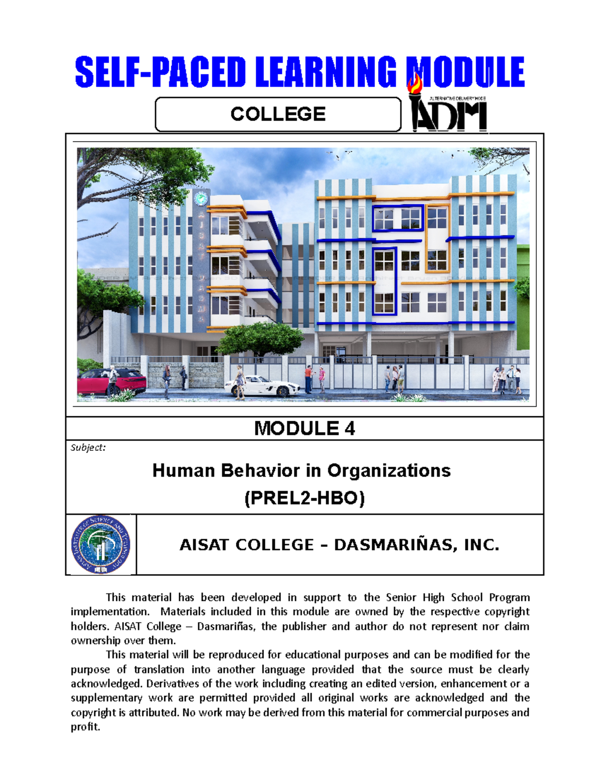 REP Module 4-PREL2-HBO - SELF-PACED LEARNING MODULE MODULE 4 Subject ...