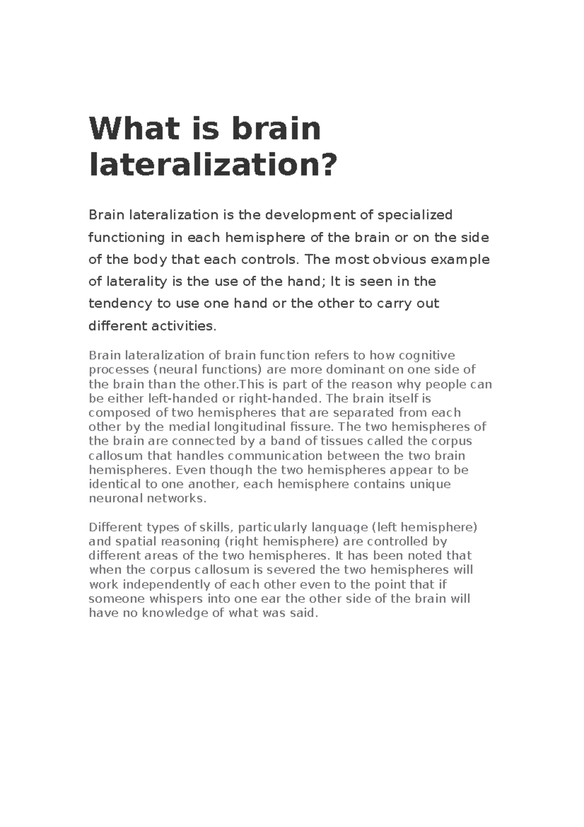 What Is Brain Lateralization What Is Brain Lateralization Brain
