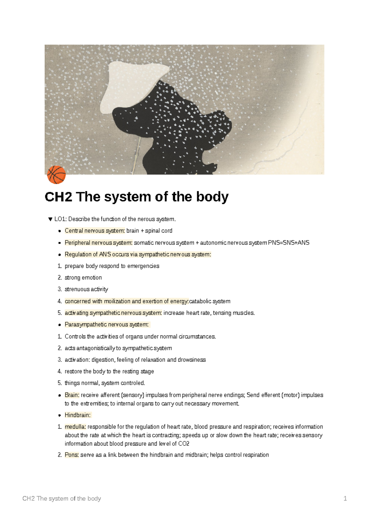 CH2 The system of the body - ° CH2 The system of the body LO1: Describe ...
