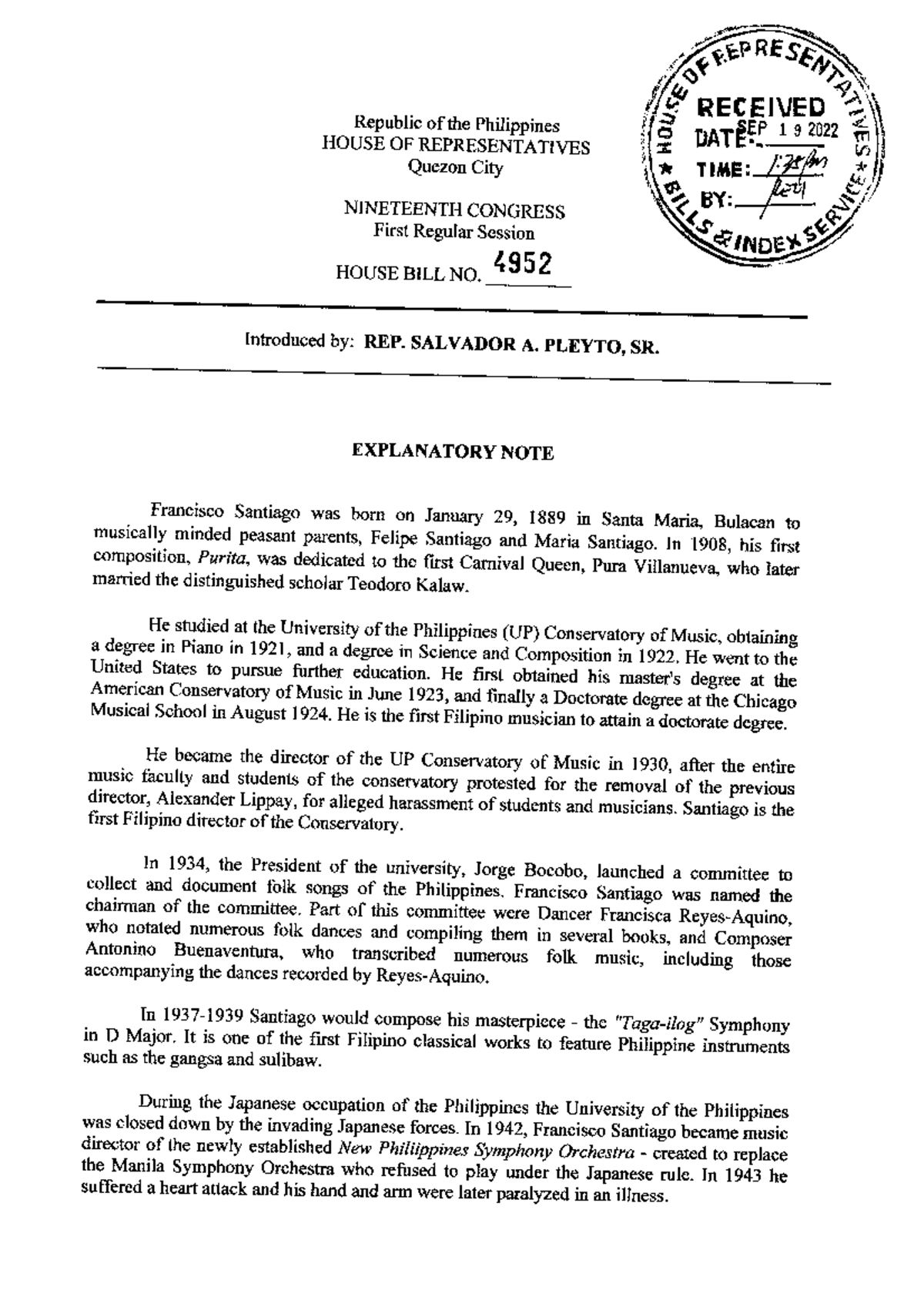 HB04952 - Republic of the Philippines HOUSE OF REPRESENTATIVES Quezon ...