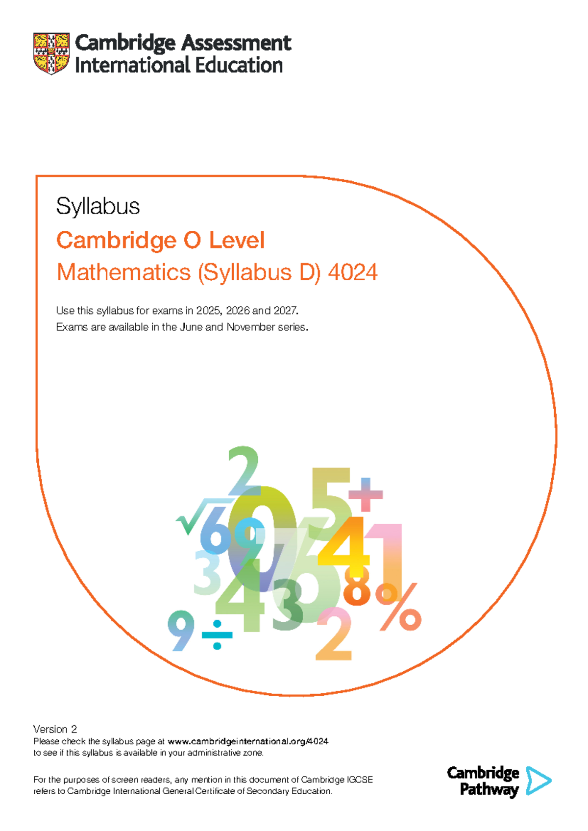 662480 2025 2027 syllabus - Syllabus Cambridge O Level Mathematics ...
