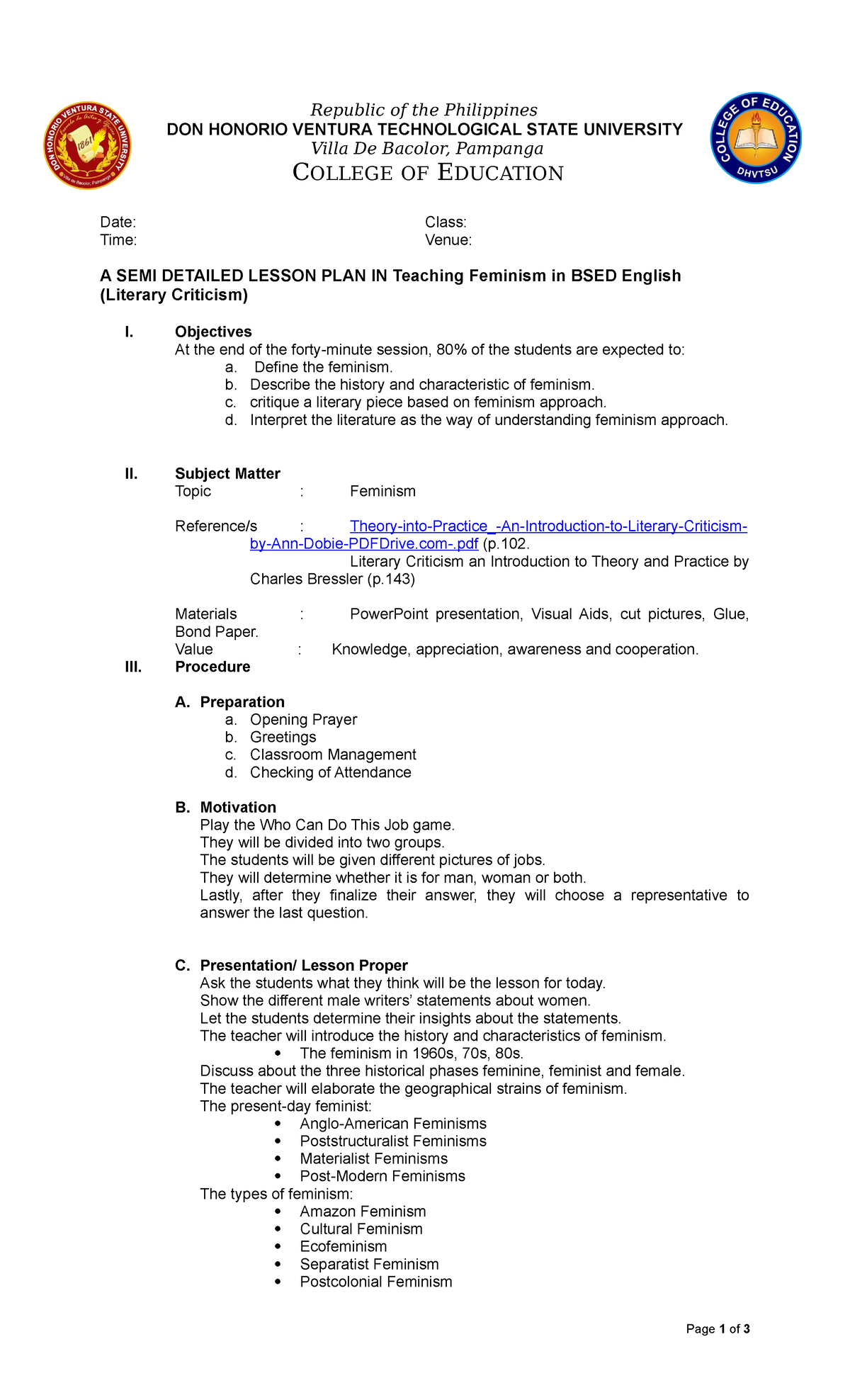 Semi Detailed (Repaired) - Republic of the Philippines DON HONORIO ...