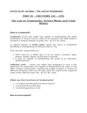 Notes ON IPC (RA No. 8293)-LAW on Patents - NOTES ON INTELLECTUAL ...