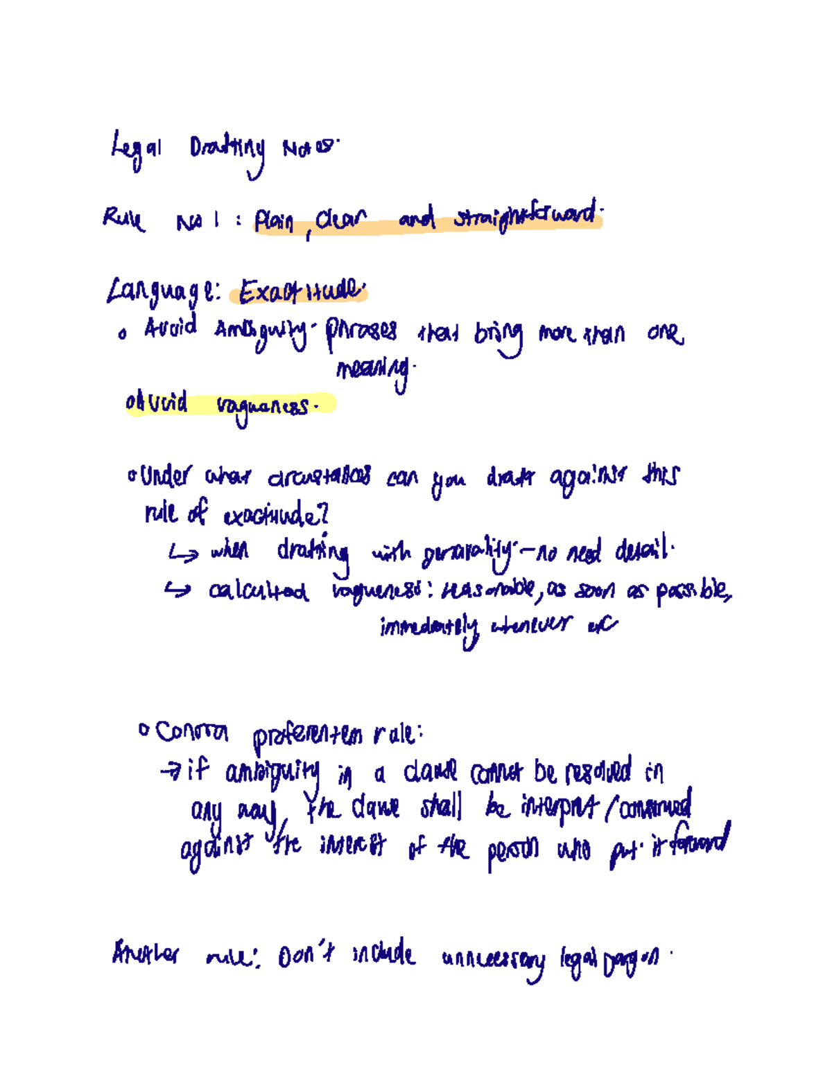 Note 2 Nov 2022 - Legal Drafting I - Studocu