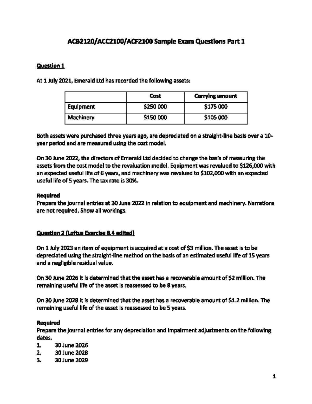 Acc 2100 Exam Questions Practise Exam Acc2100 Monash Studocu