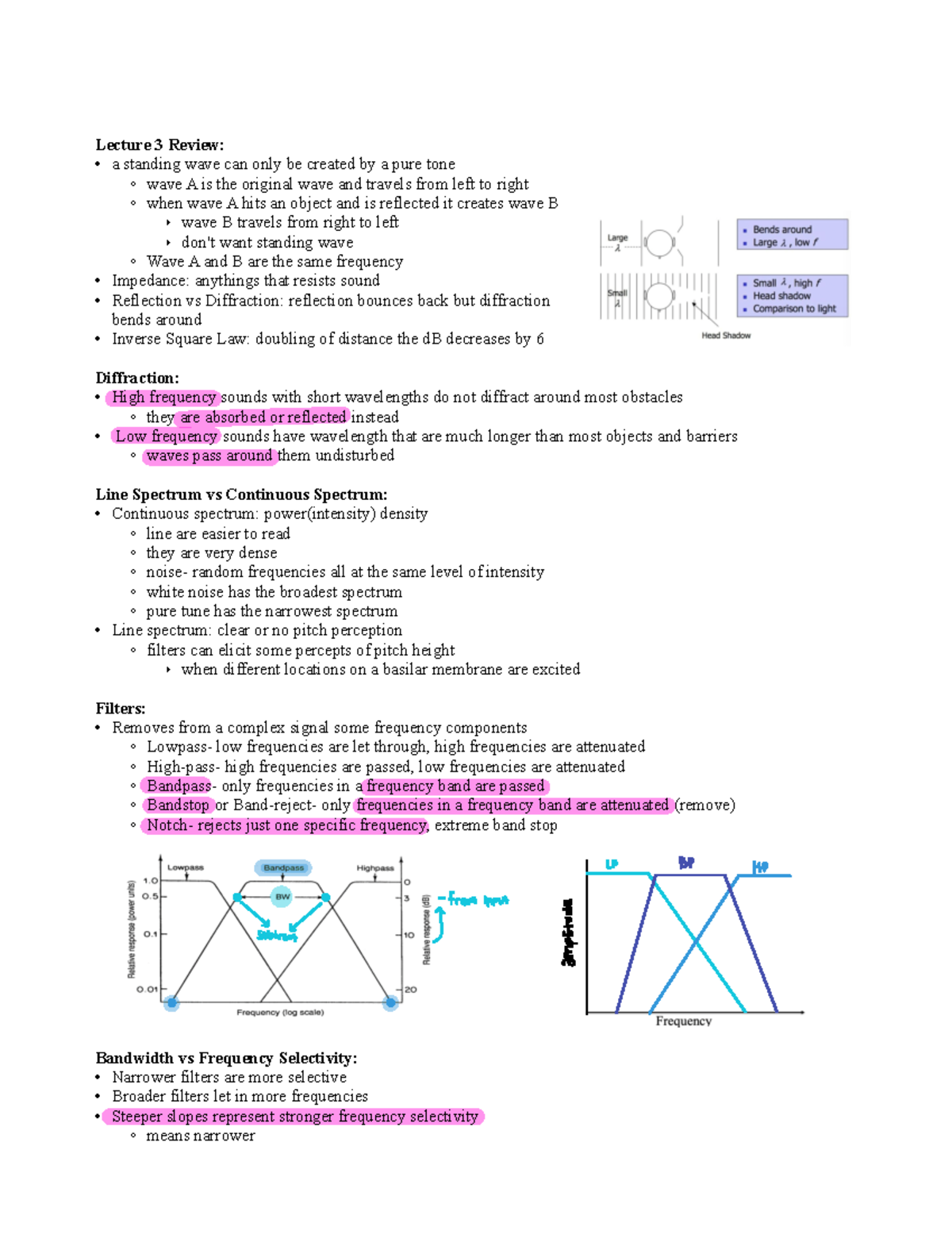 Lecture 4 - Lecture 3 Review: a standing wave can only be created by a pure tone wave A is the ...