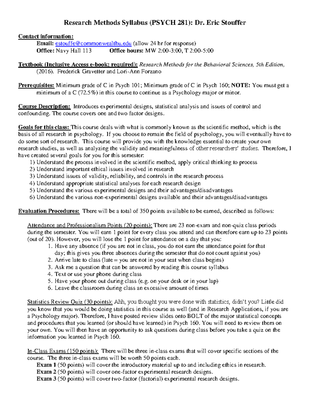 Research Methods - Eric Stouffer Contact information: Email: estouffe ...