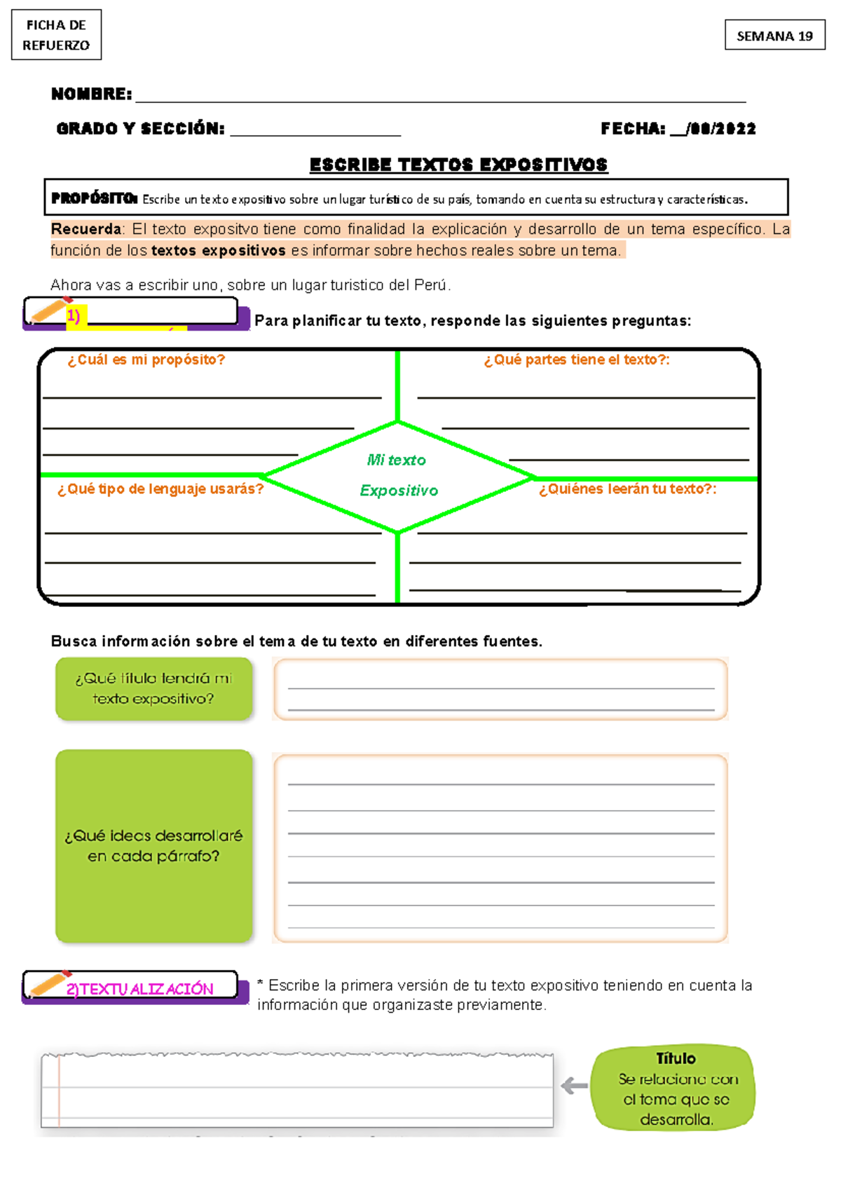 Escribe textos expositivos - NOMBRE: - Studocu