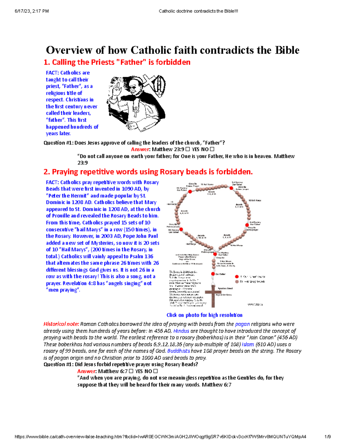 Catholic doctrine contradicts the Bible - Overview of how Catholic ...