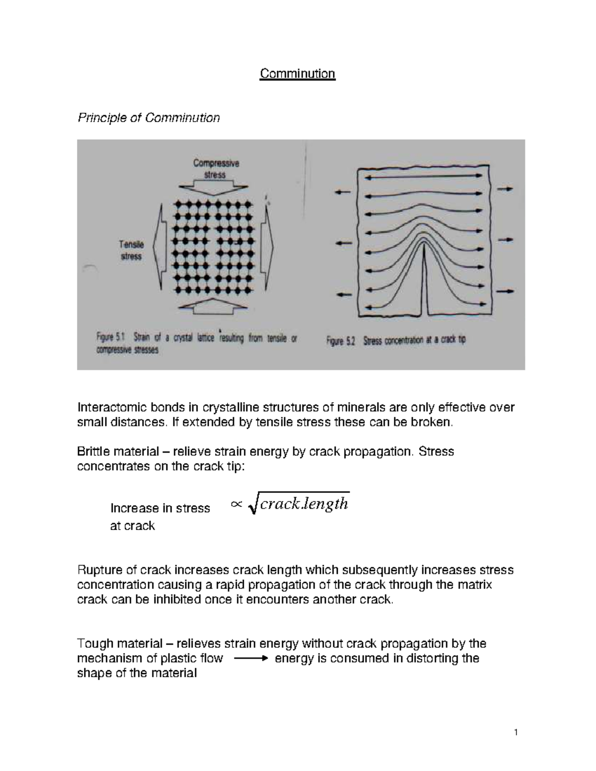 1-4 - Lecture Slide - ####### Comminution ####### Principle of ...