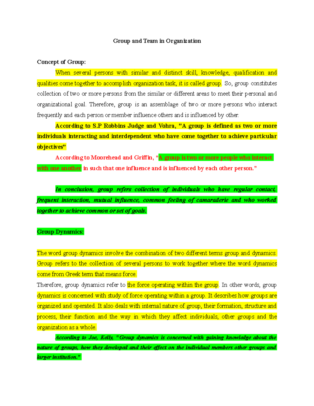 Ob unit 6 group and team - Keep up the notes - Group and Team in ...